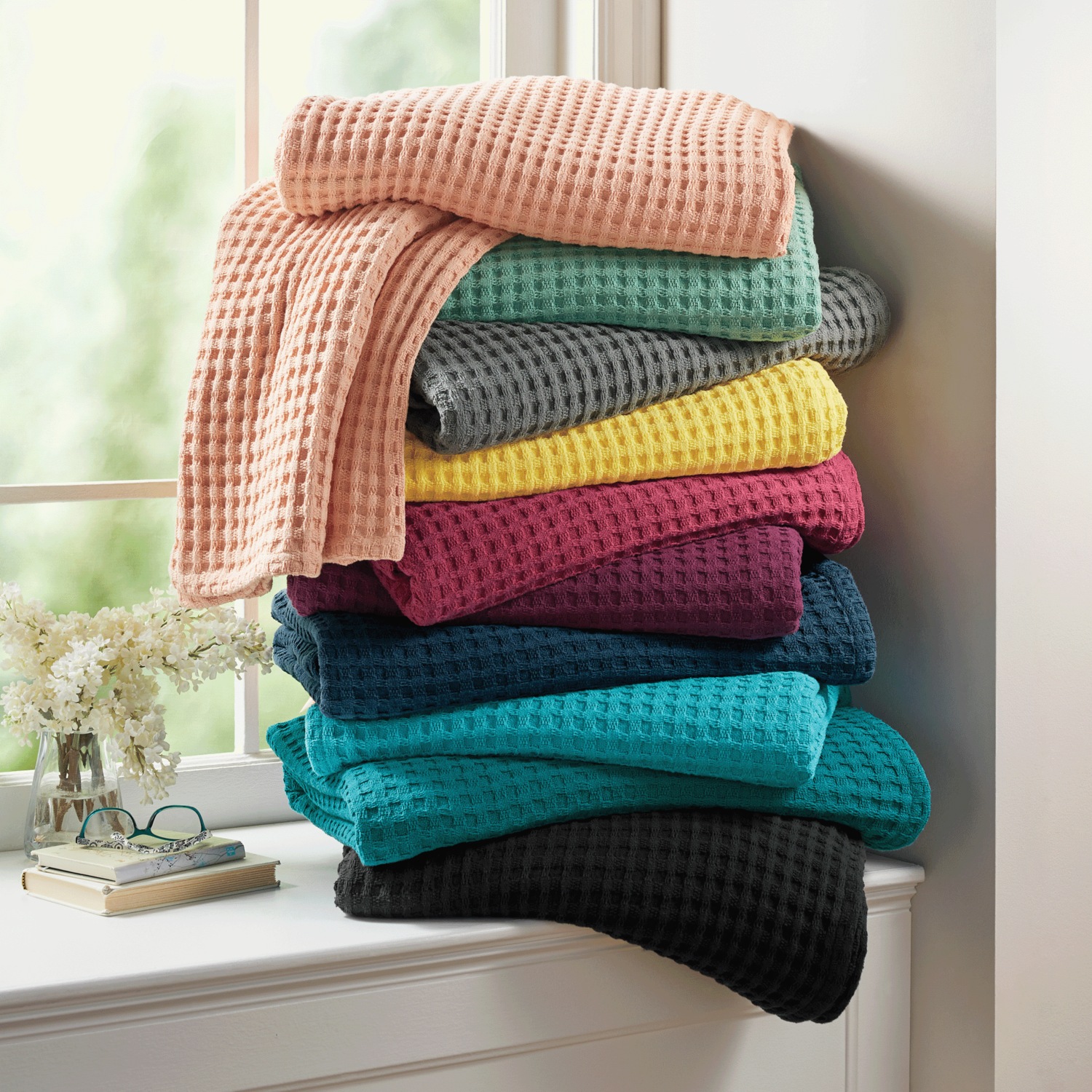 Color Connection Cotton Waffle Weave Blanket | Country Door