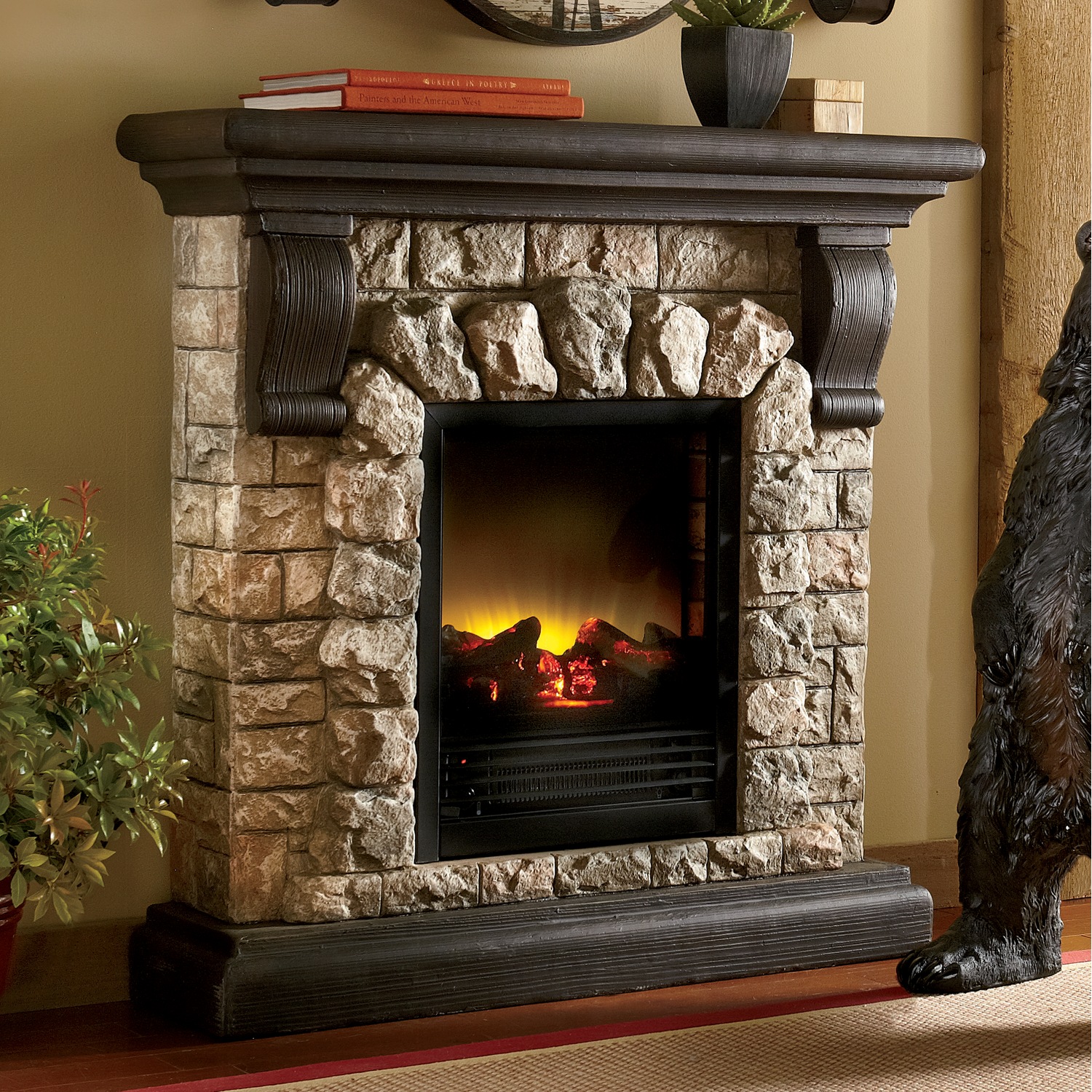Faux Stone Electric Fireplace, Rustic | Country Door