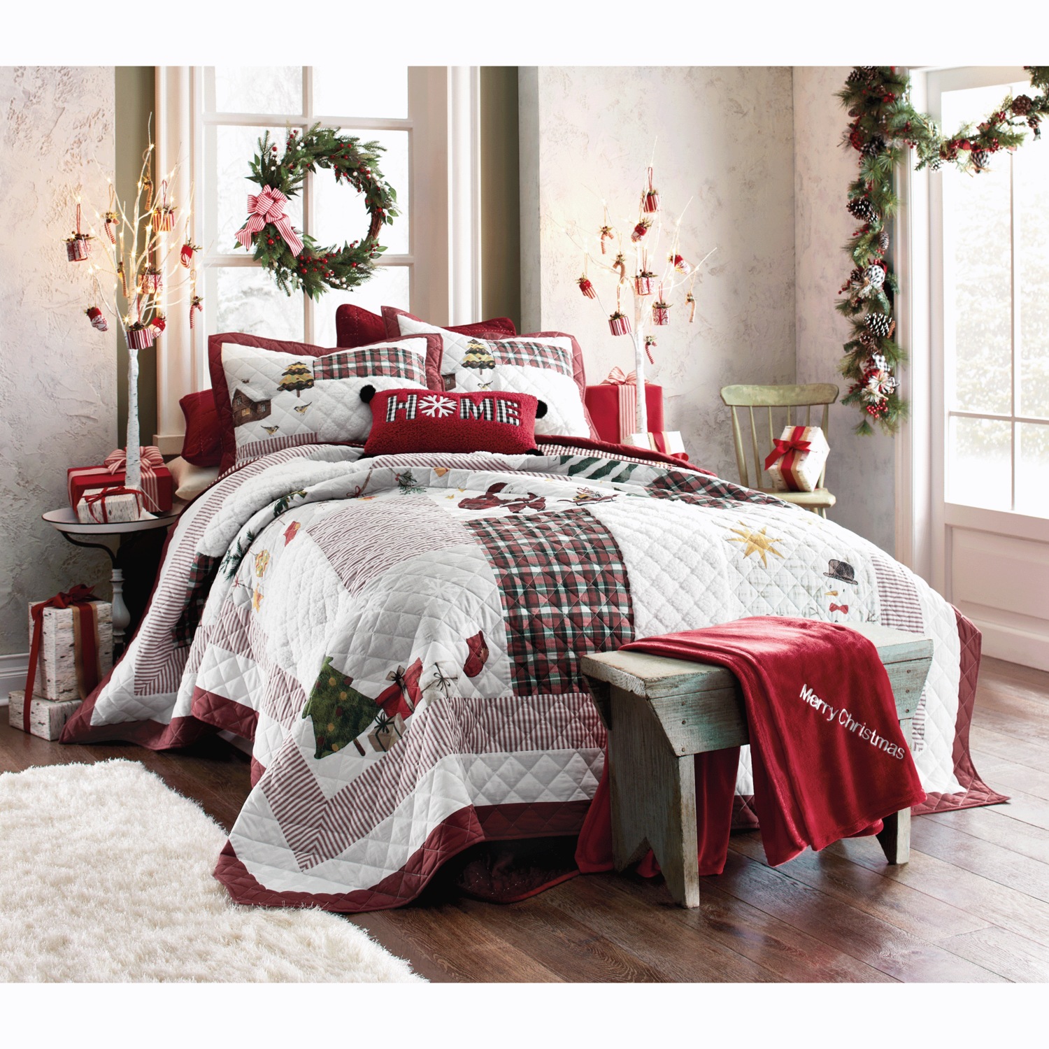 Holiday Sherpa Patch Sham | Country Door