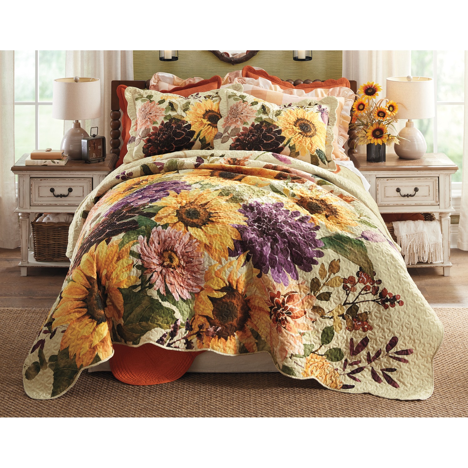 Mara Sunflower Oversized Quilt and Sham | Country Door
