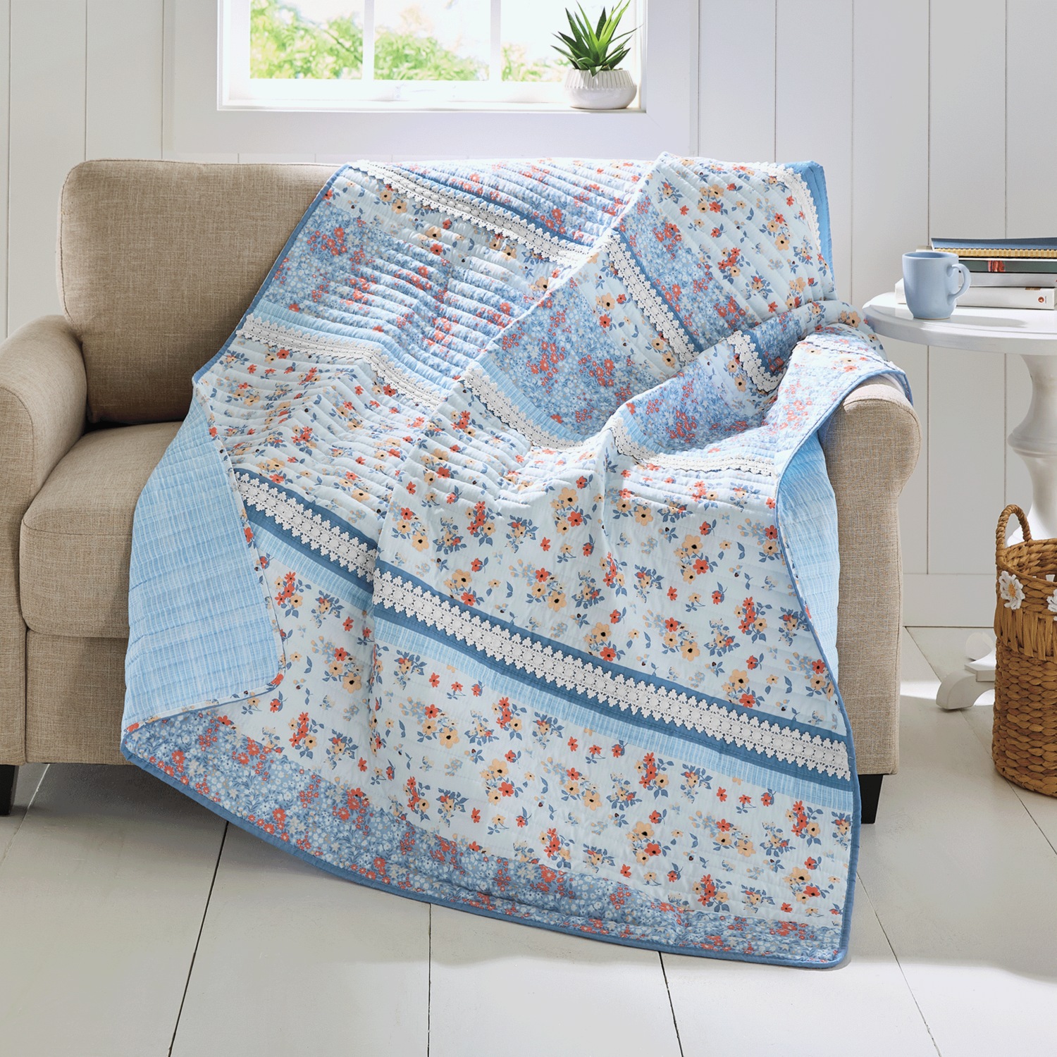 Betty Lace Quilted Throw | Country Door