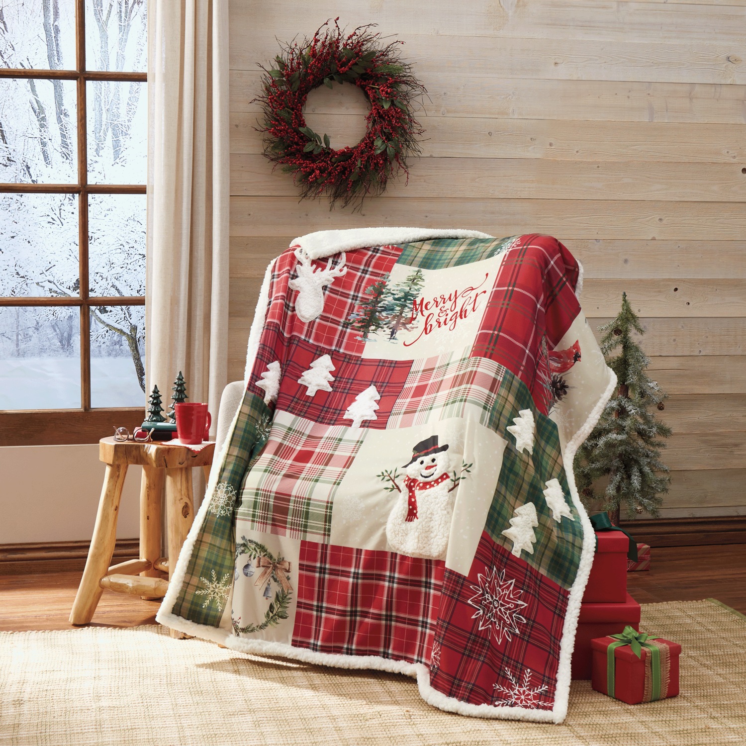 Patchwork-Style Sherpa Throw | Country Door
