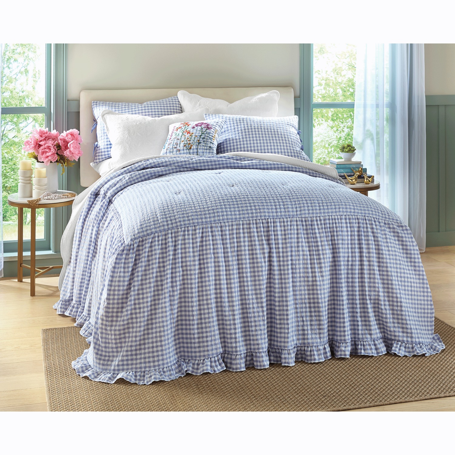 Beth Gingham Skirted Bedspread Set | Country Door