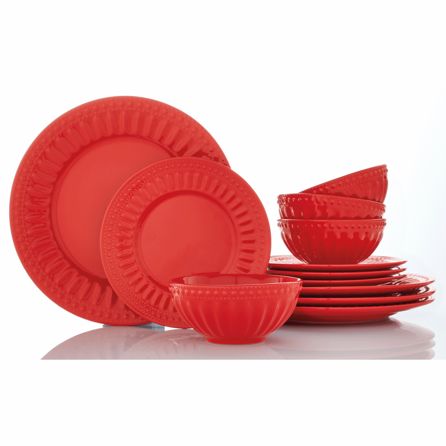 12-Piece Embossed Round Dinnerware Set | Country Door