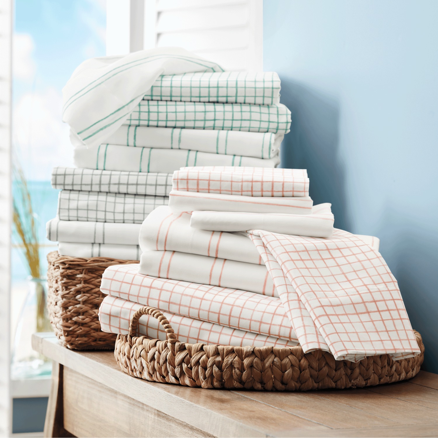 Windowpane and Stripe 2-Pack Microfiber Sheet Set | Country Door