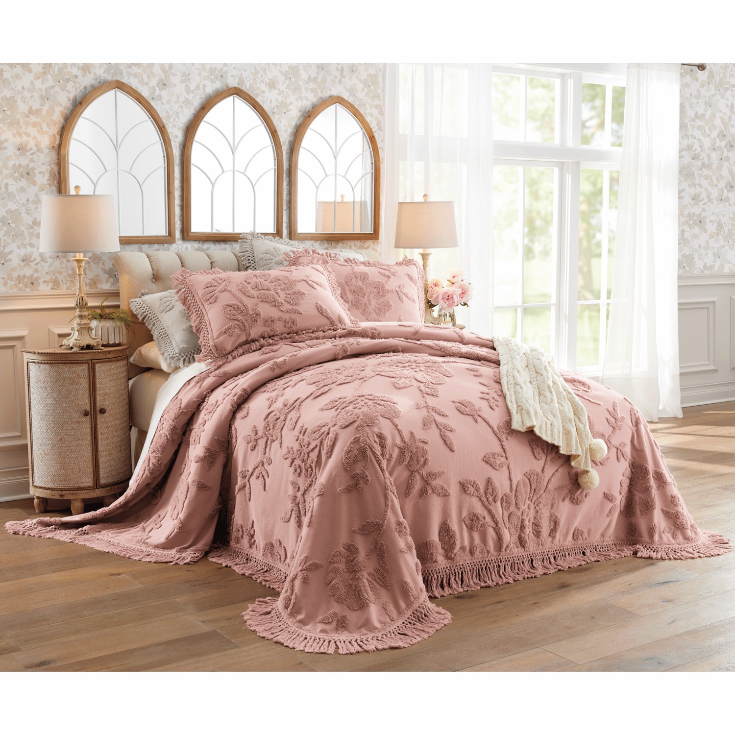 Alice Floral Chenille Bedspread and Sham | Country Door