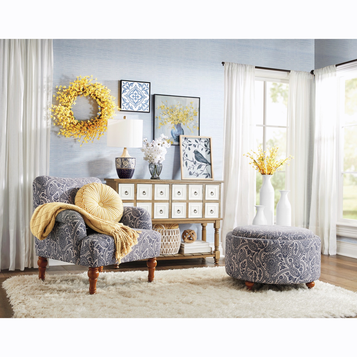 Adabelle Floral Chair and Ottoman | Country Door