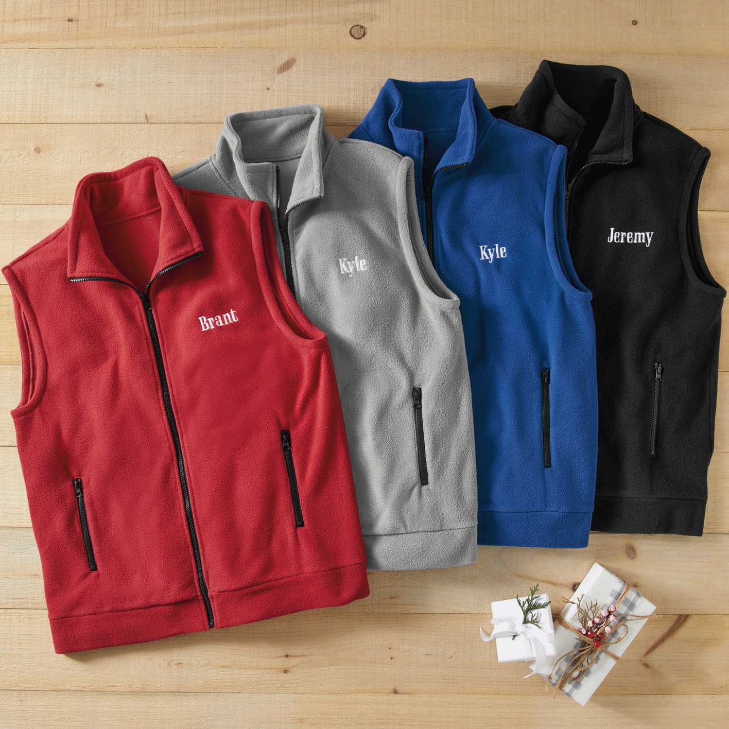 Personalized Men's Fleece Vest with Front Zipper and Embroidered Name ...