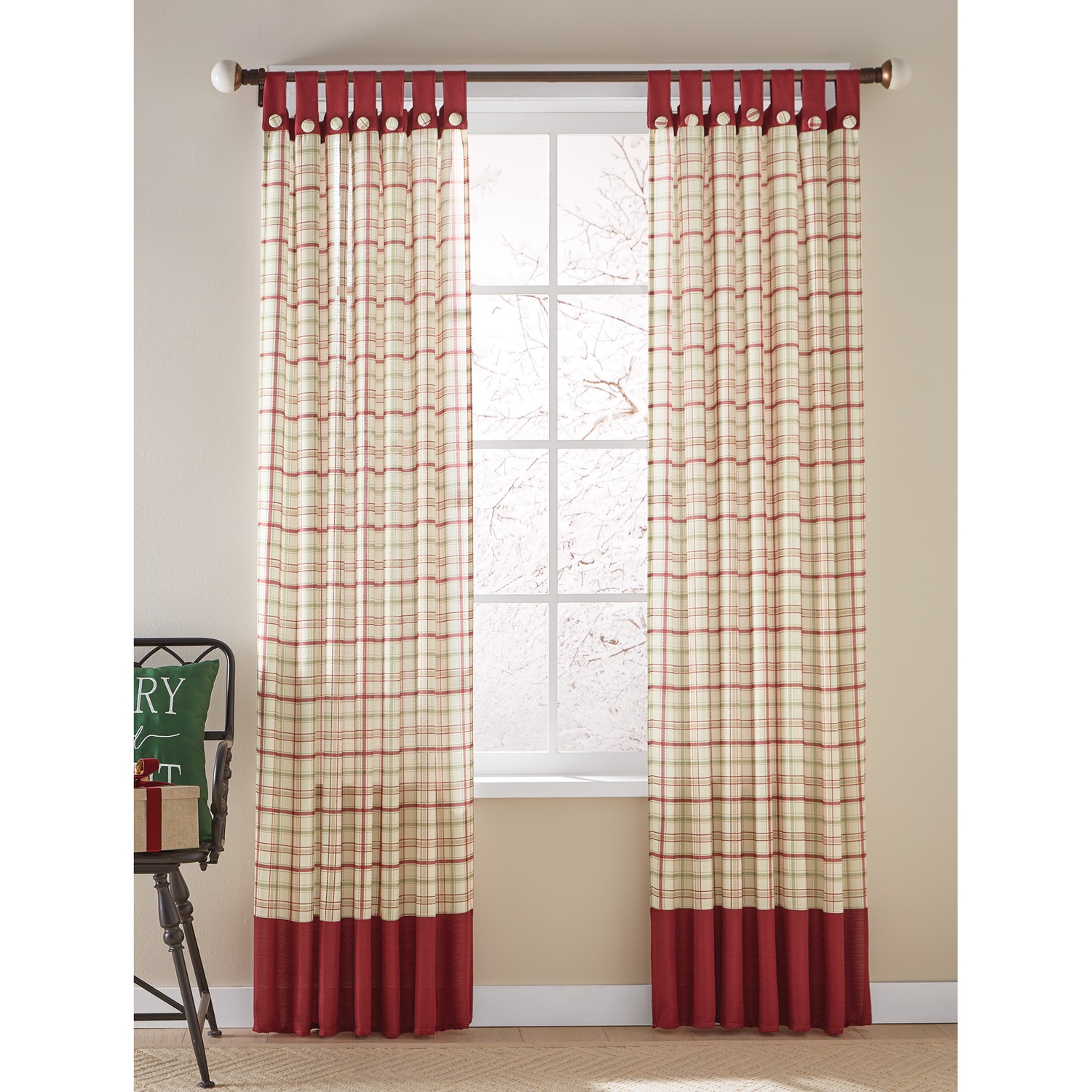 Tattersall Button Tab-Top Panel | Country Door