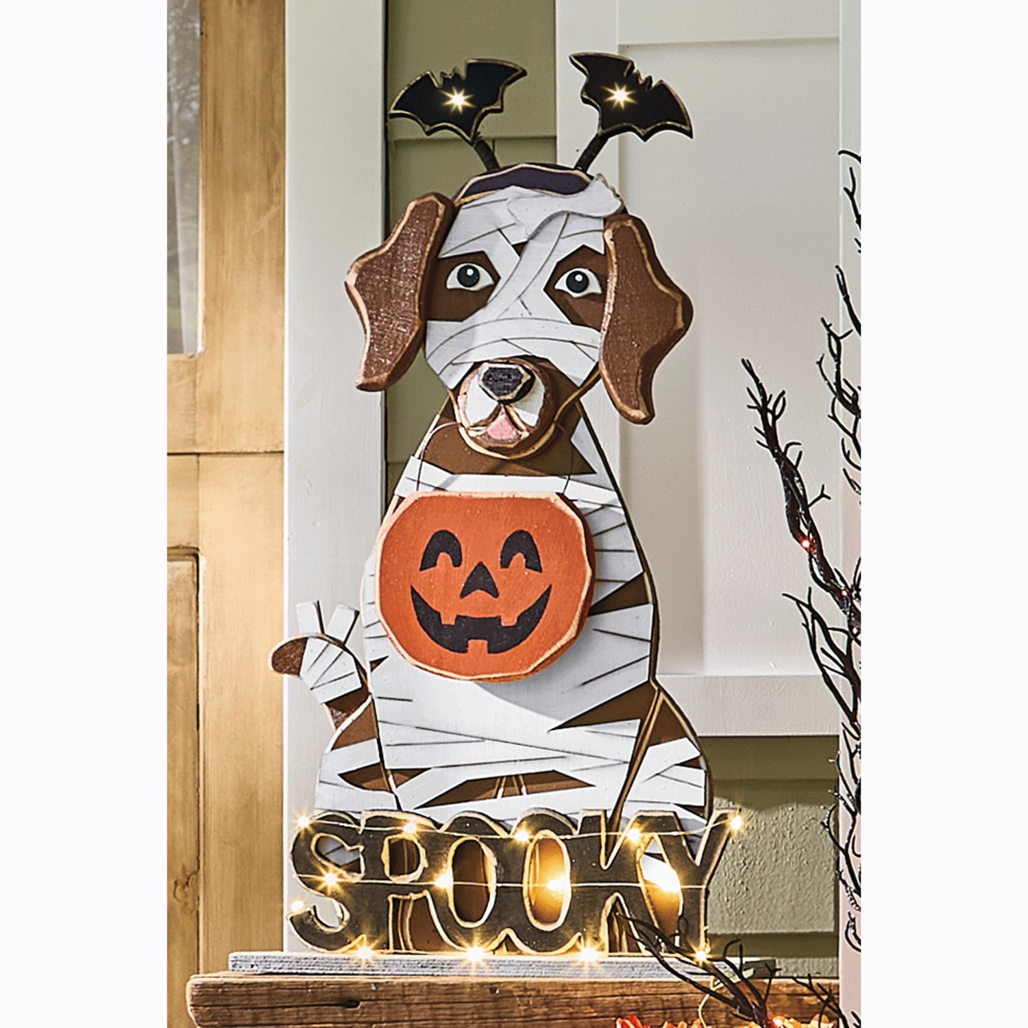 Chunky Wood Cutouts Lit Halloween Dogs | Country Door