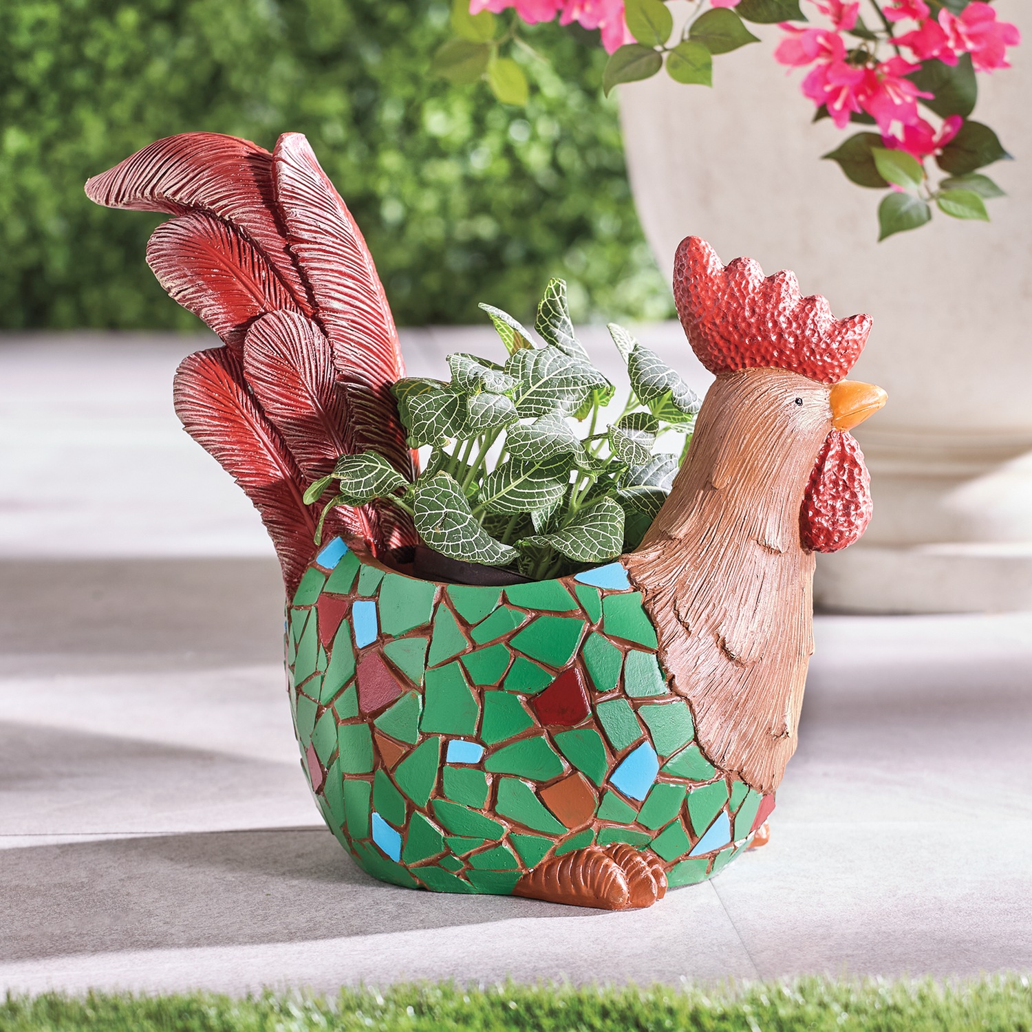 Mosaic Rooster Planter | Country Door