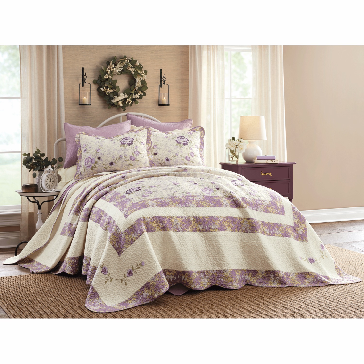 Tabitha Embroidered Floor-Length Quilt and Sham | Country Door