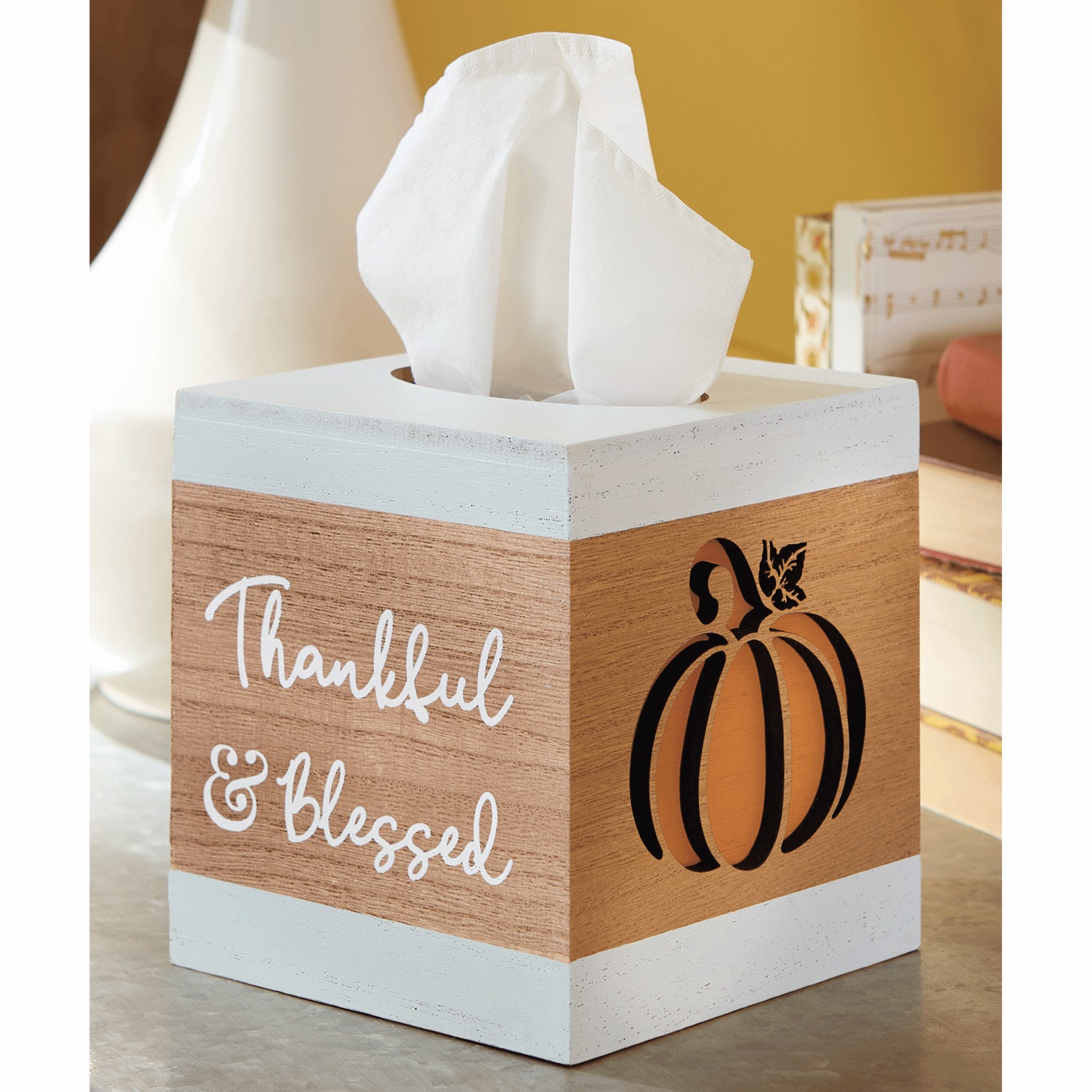 Thankful and Blessed Tissue Box | Country Door