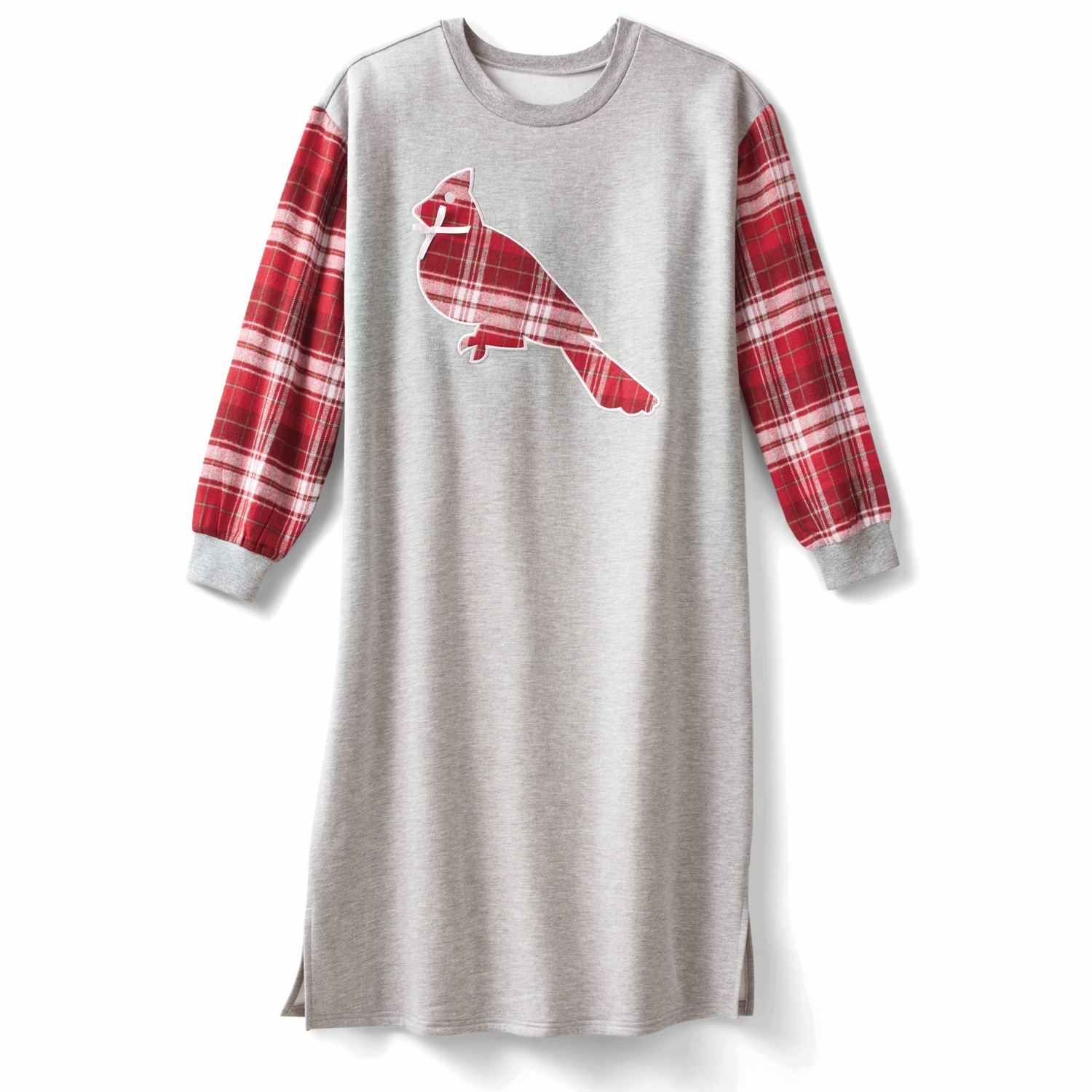 Cardinal-Appliqued Nightgown in Soft Sweatshirt Fleece | Country Door