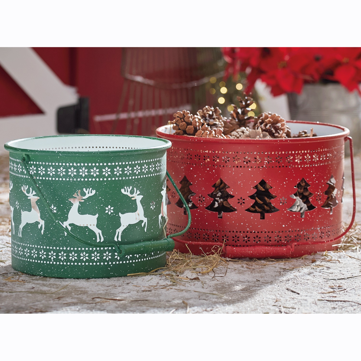 Set of 2 Christmas Buckets | Country Door