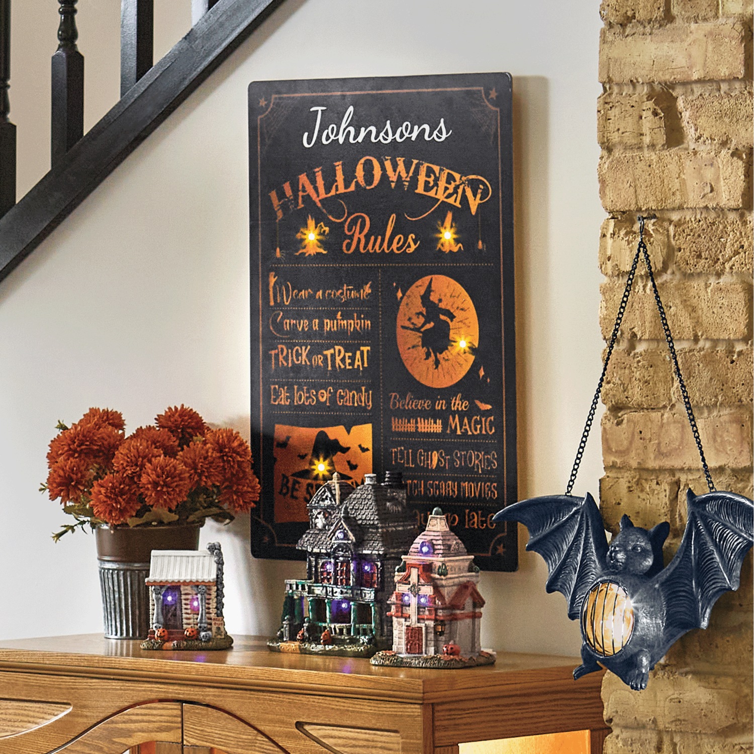 Personalized Lit Halloween Rules Sign | Country Door