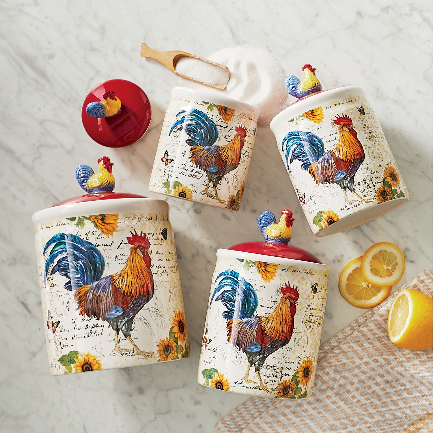 4-Piece Sunrise Rooster Canister Set | Country Door