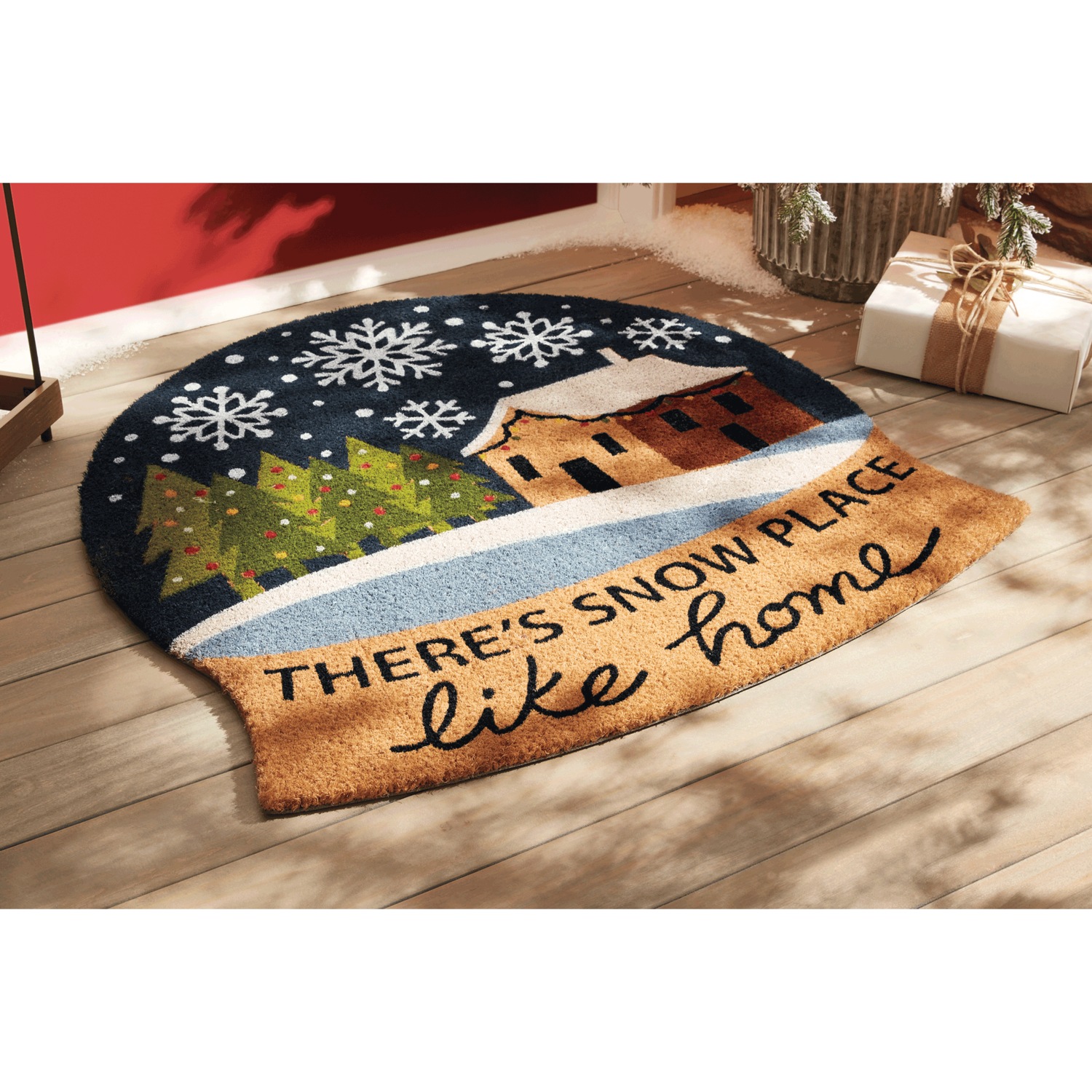 LED Snow Globe-Shaped Coir Indoor/Outdoor Mat | Country Door