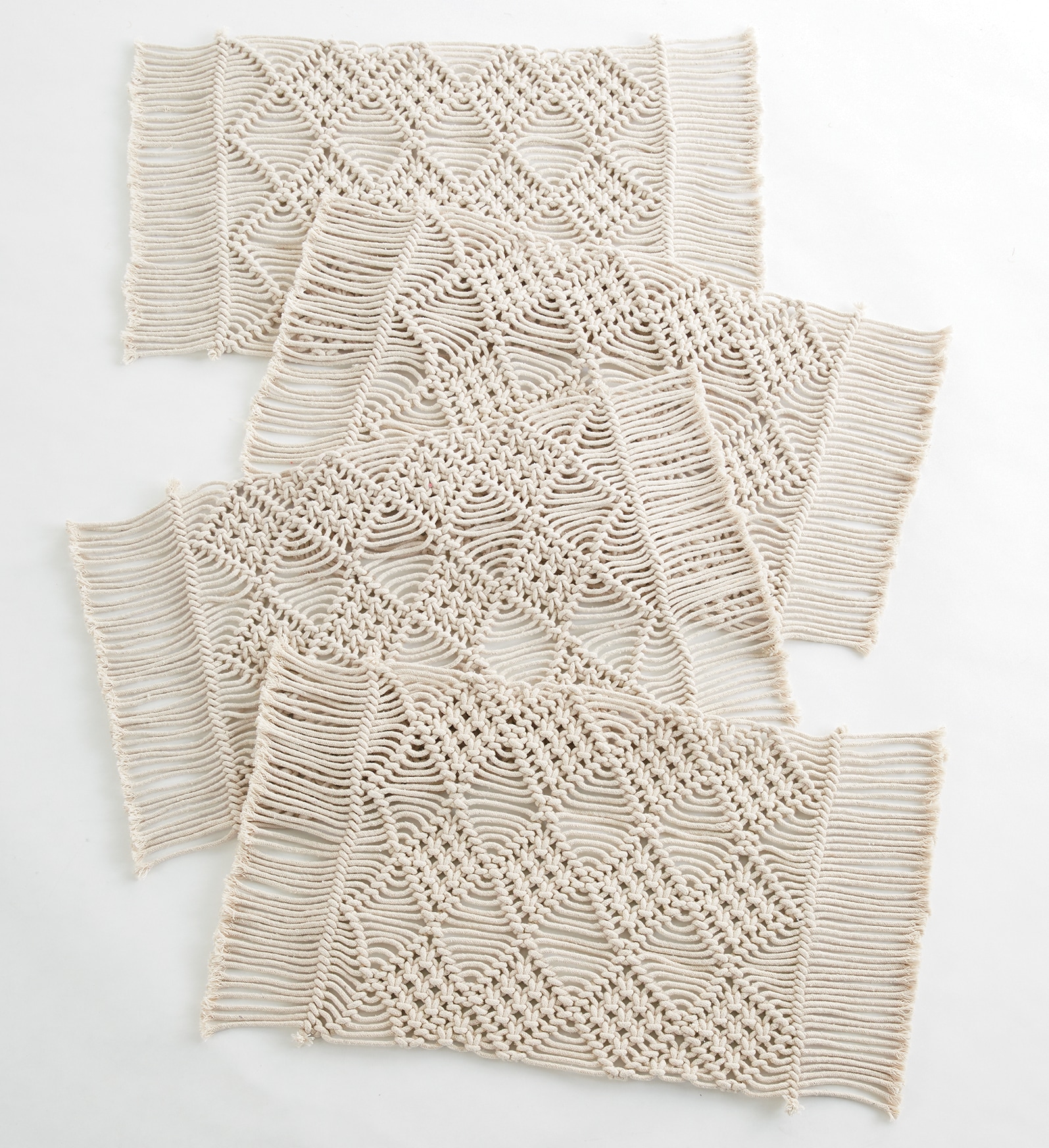 Fiber Arts Macrame Art & Collectibles Large color block macrame mat ...