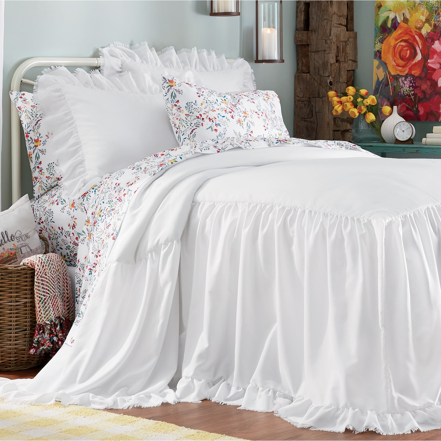 Sterling Faux-Linen Skirted Bedspread | Country Door