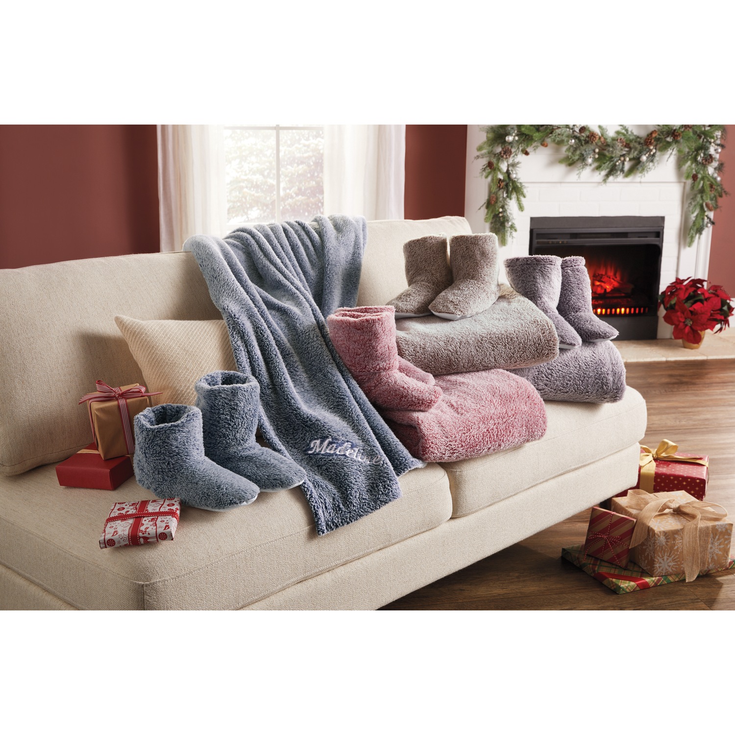 Ultraplush Throw Blanket and Bootie Slippers Gift Set | Country Door