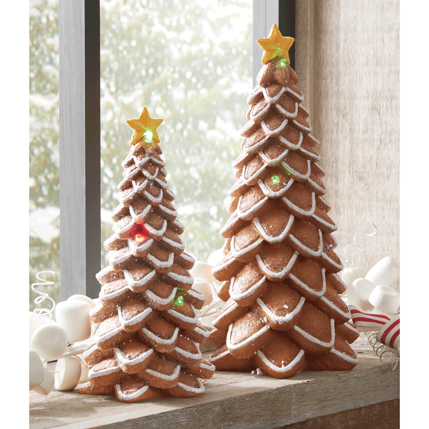 Set of 2 Lit Gingerbread Trees | Country Door