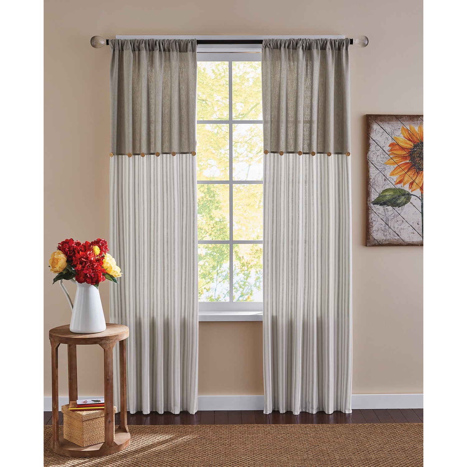 Cotton Striped Panel with Buttons | Country Door