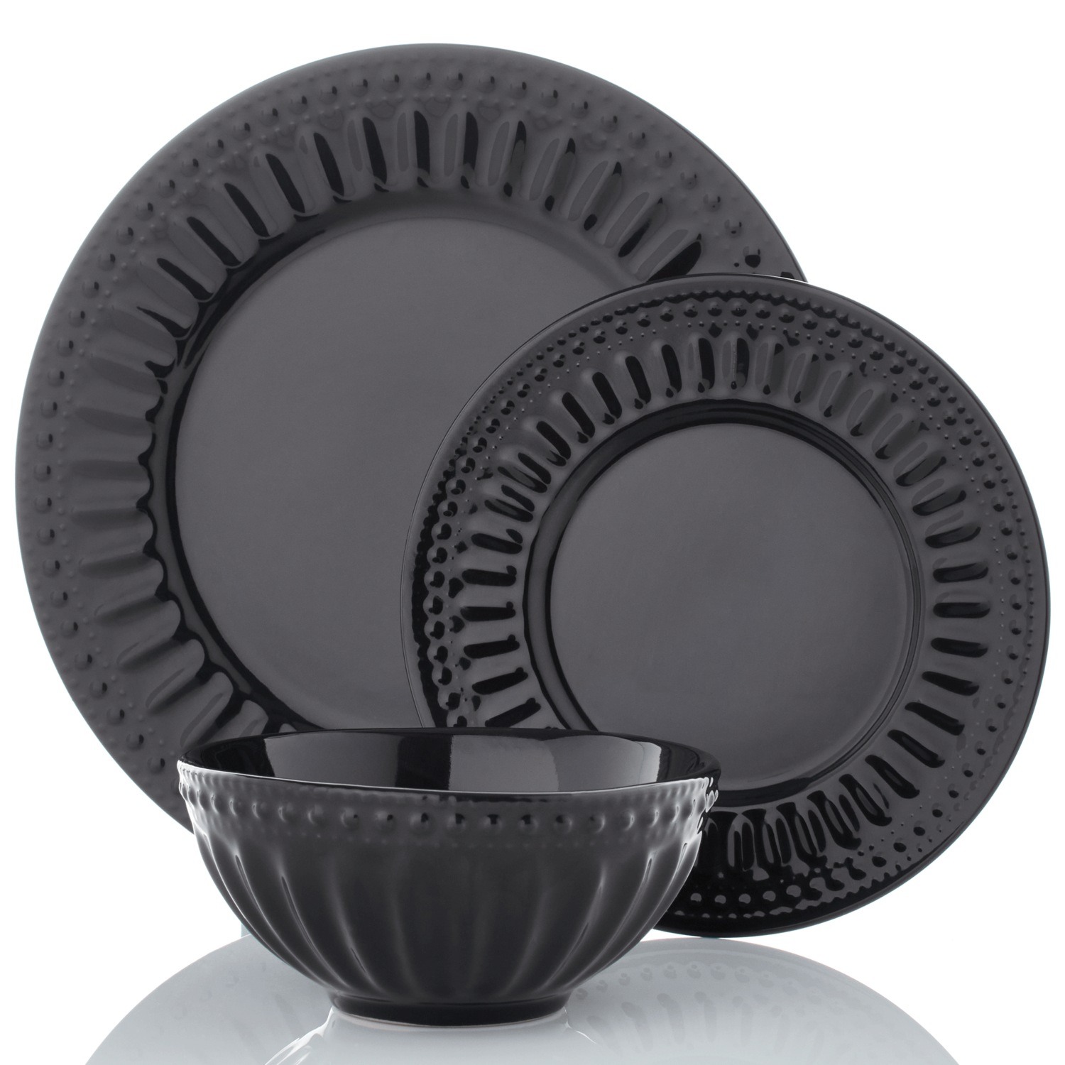 12-Piece Embossed Round Dinnerware Set | Country Door