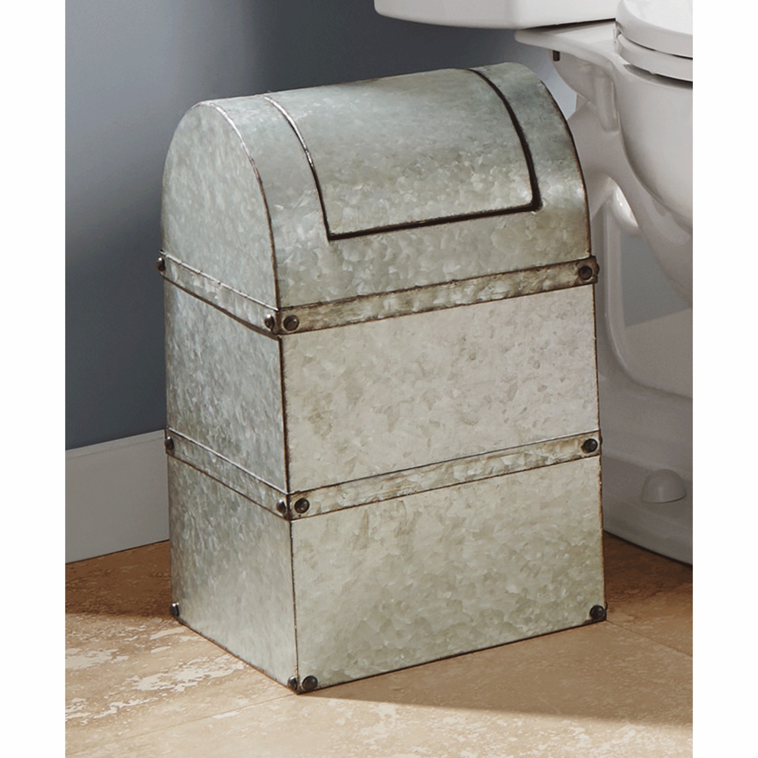 Galvanized Metal Trash Bin | Country Door