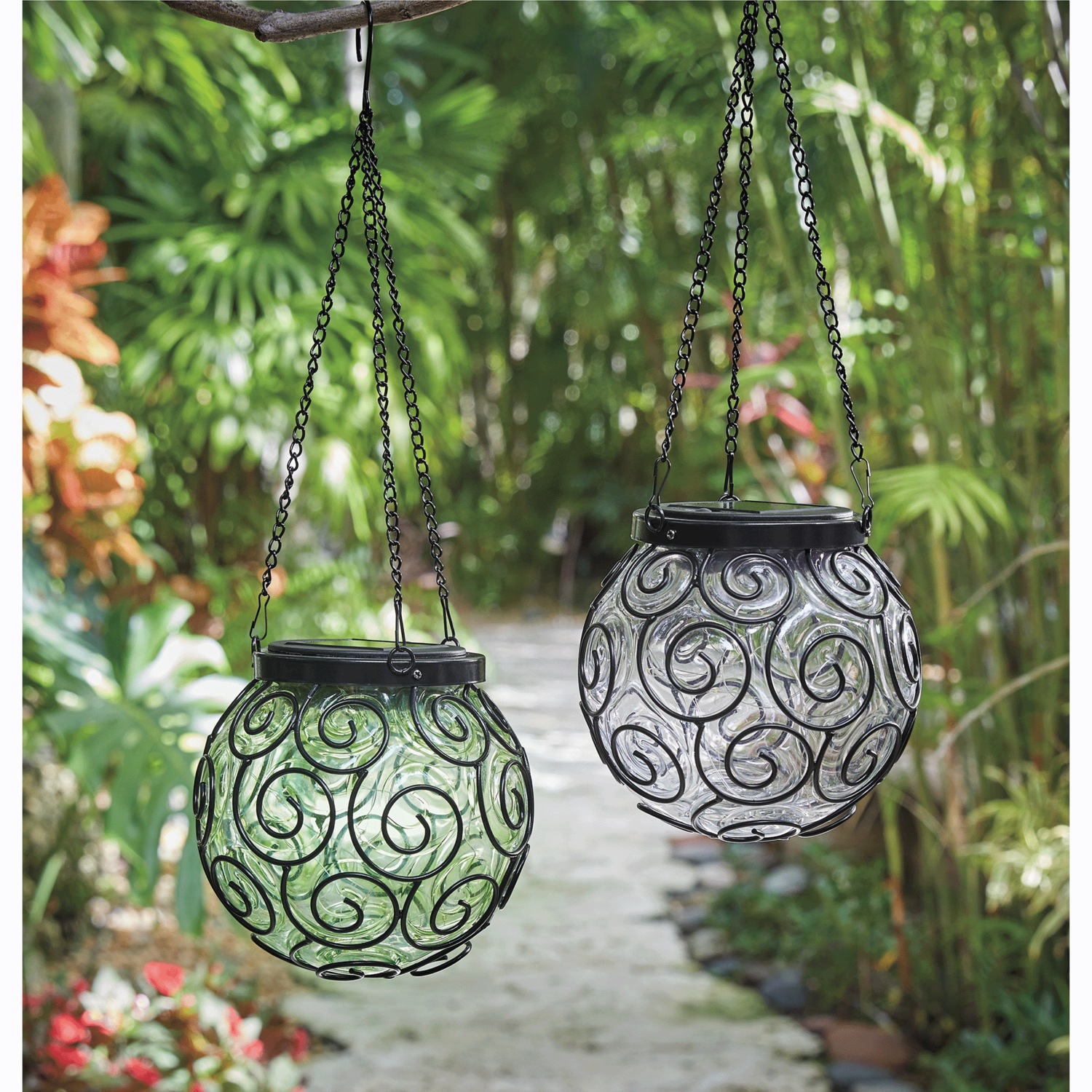 Set of 2 Solar Hanging Orbs | Country Door
