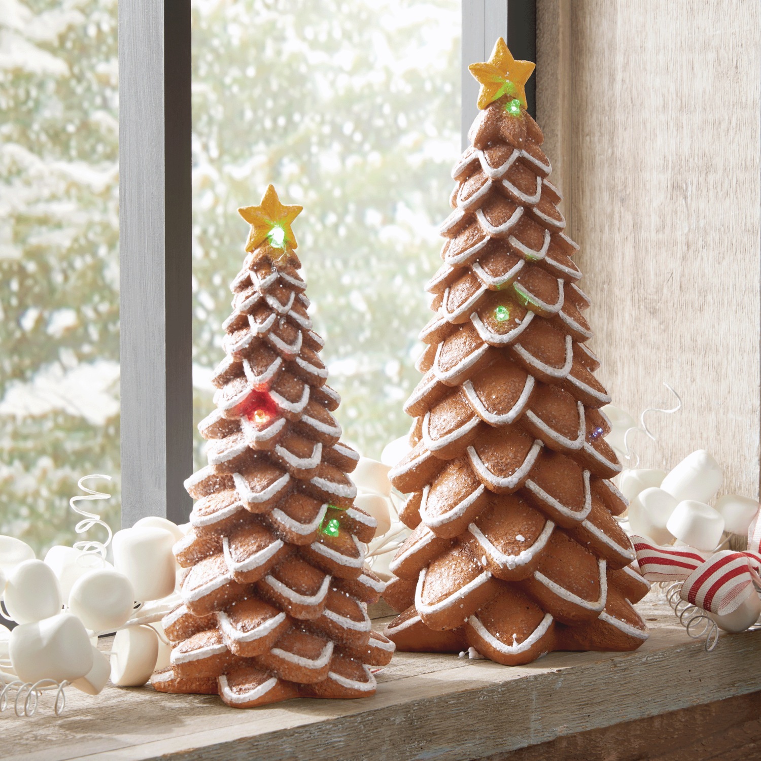 Set of 2 Lit Gingerbread Trees | Country Door