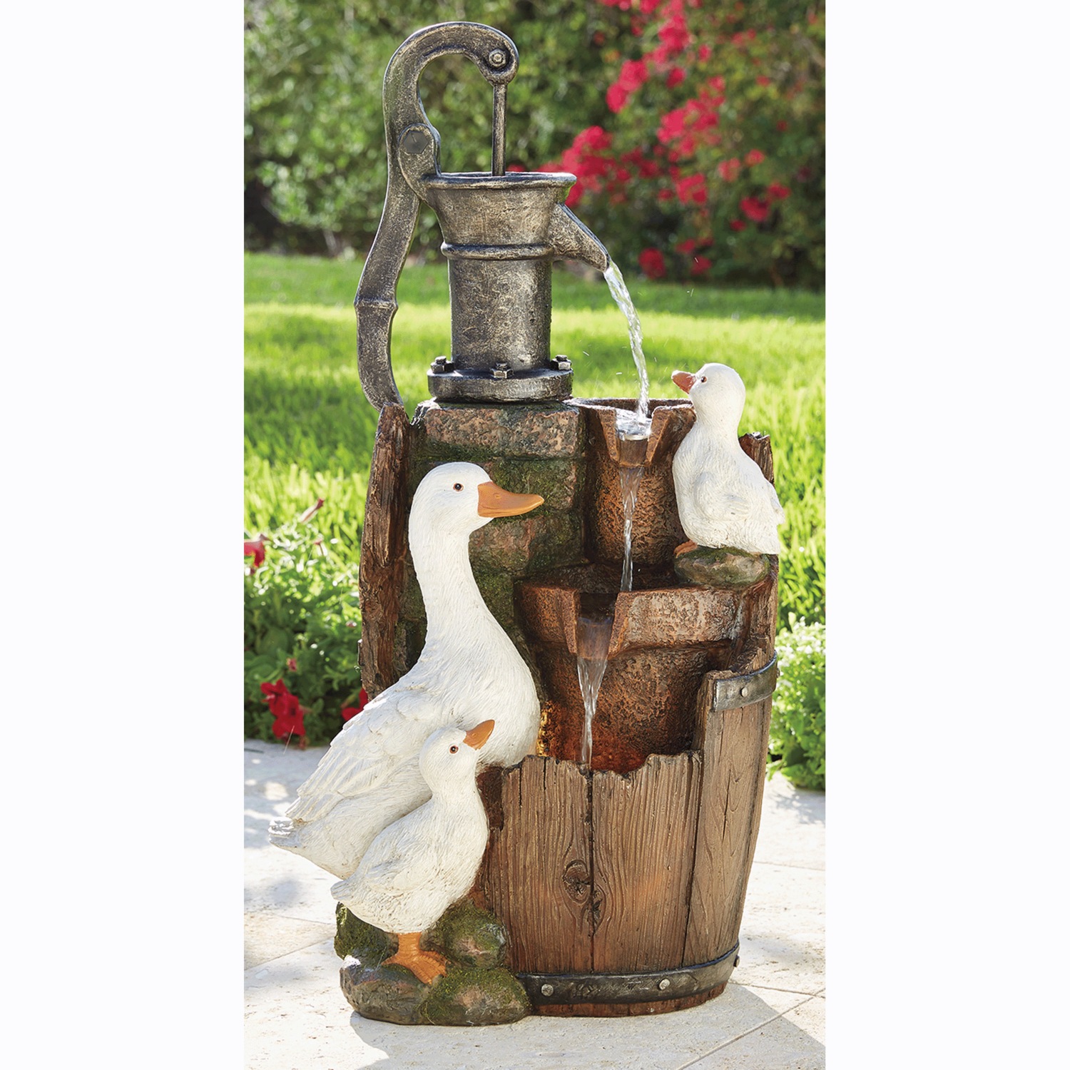 LED Geese Barrel Fountain | Country Door