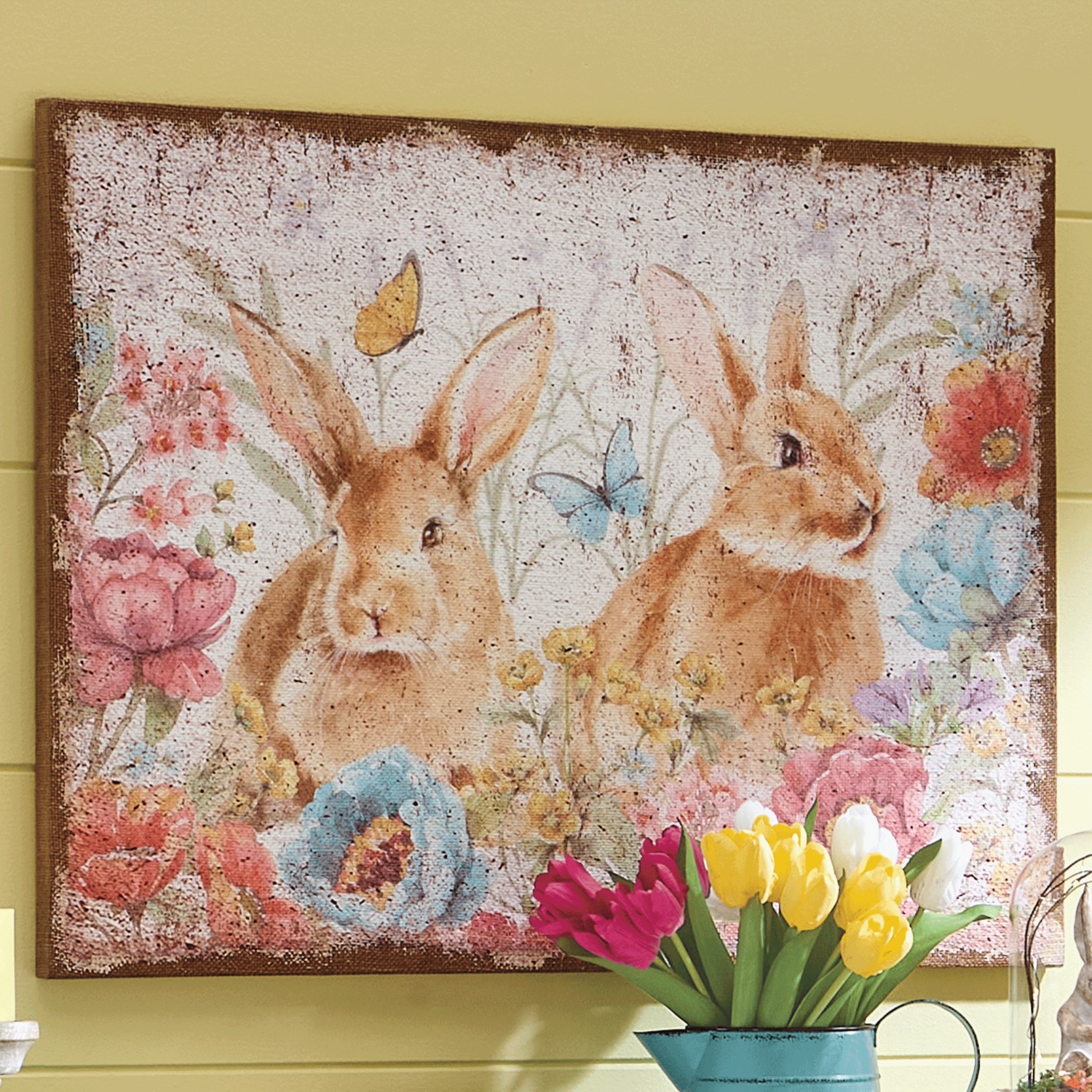Spring Bunnies Burlap Wall Art | Country Door