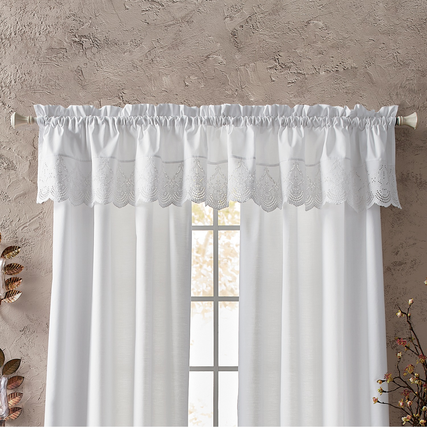 Scalloped Eyelet Cotton Valance | Country Door