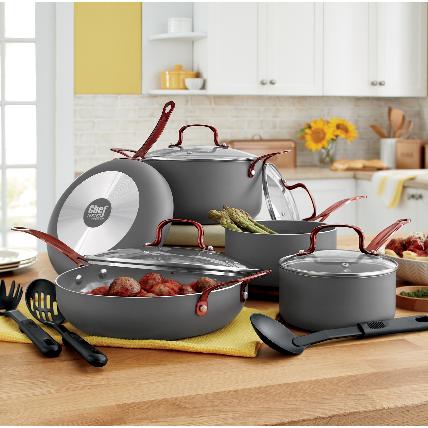 Chef Tested 12-Piece Metallic Handle Cookware Set | Country Door