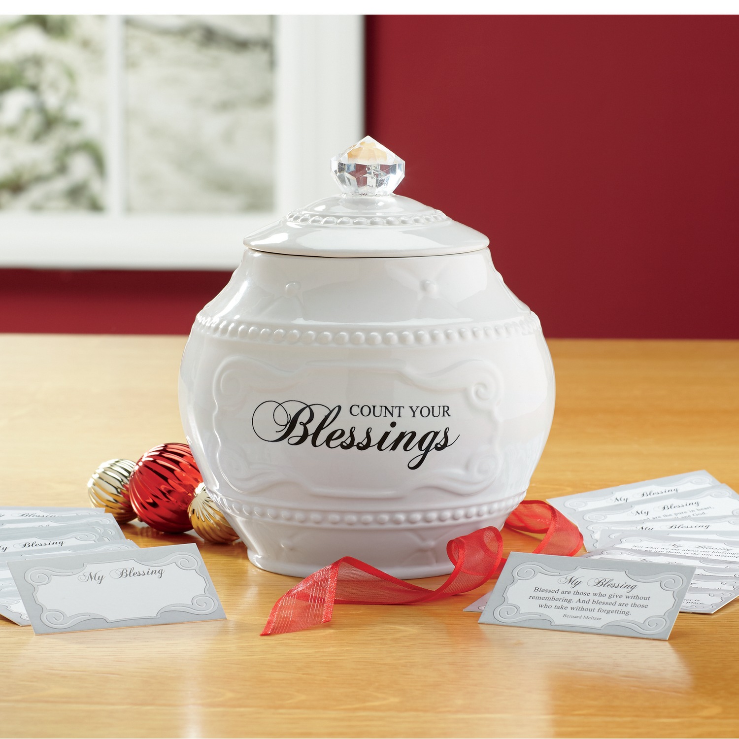 Ceramic Blessing Keepsake Jar with 36 Inspirational Blessing Cards ...
