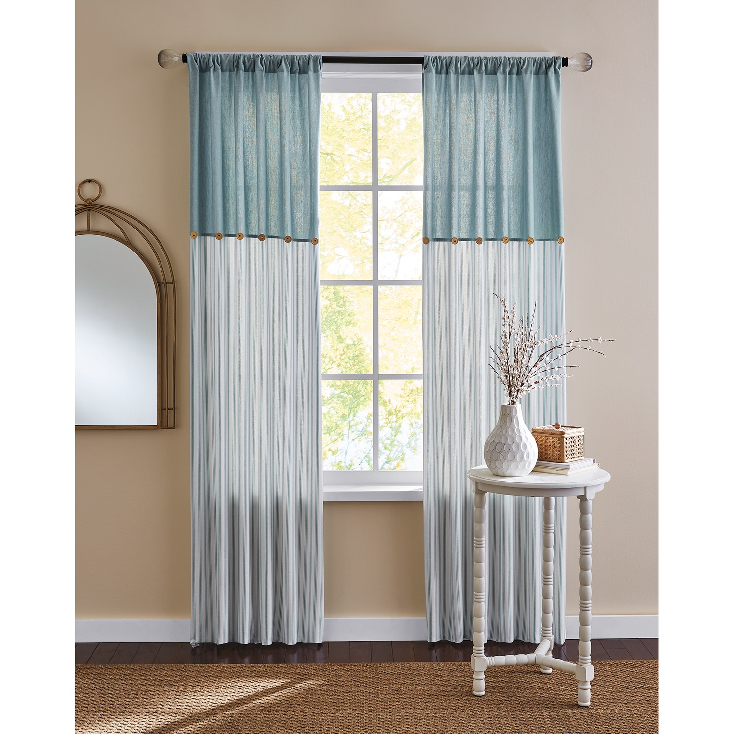 Cotton Striped Panel with Buttons | Country Door