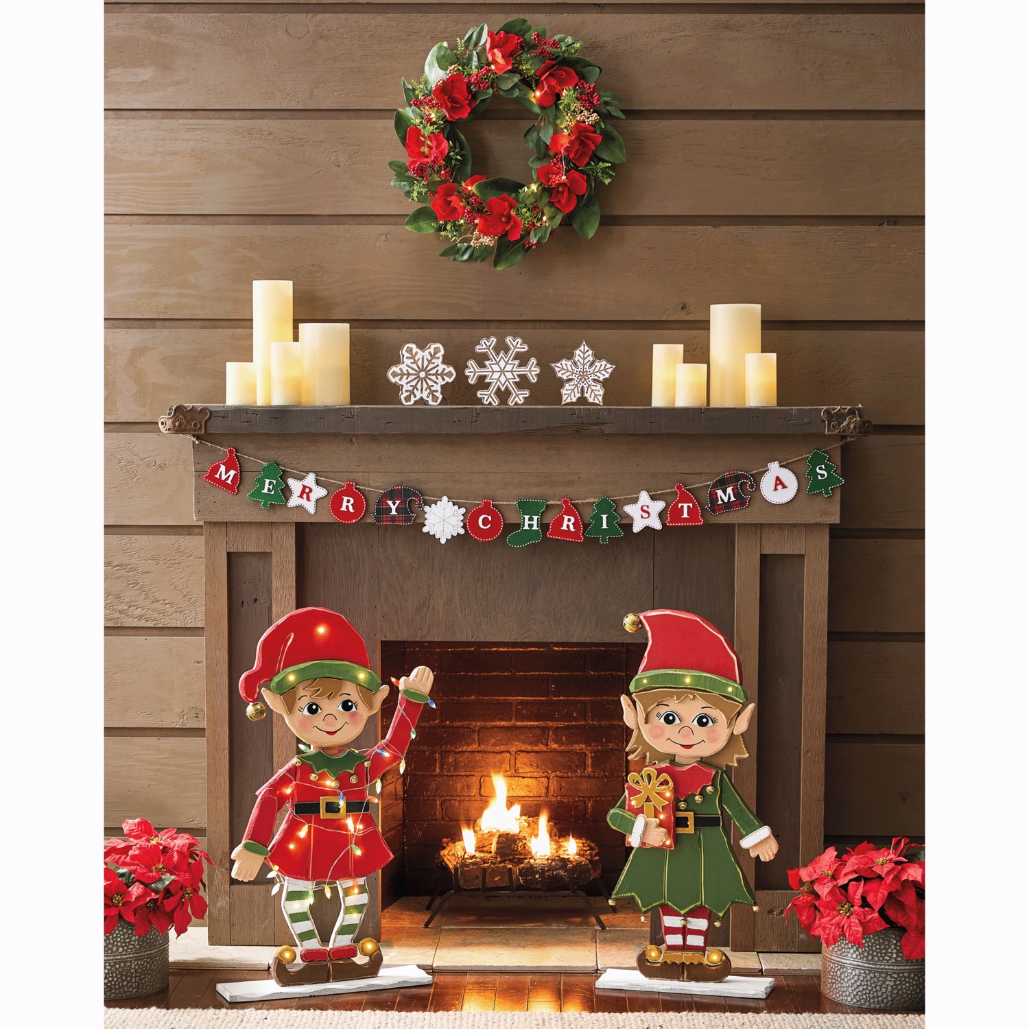 Chunky Wood Cutouts Lit Elf - Buy Both and Save | Country Door