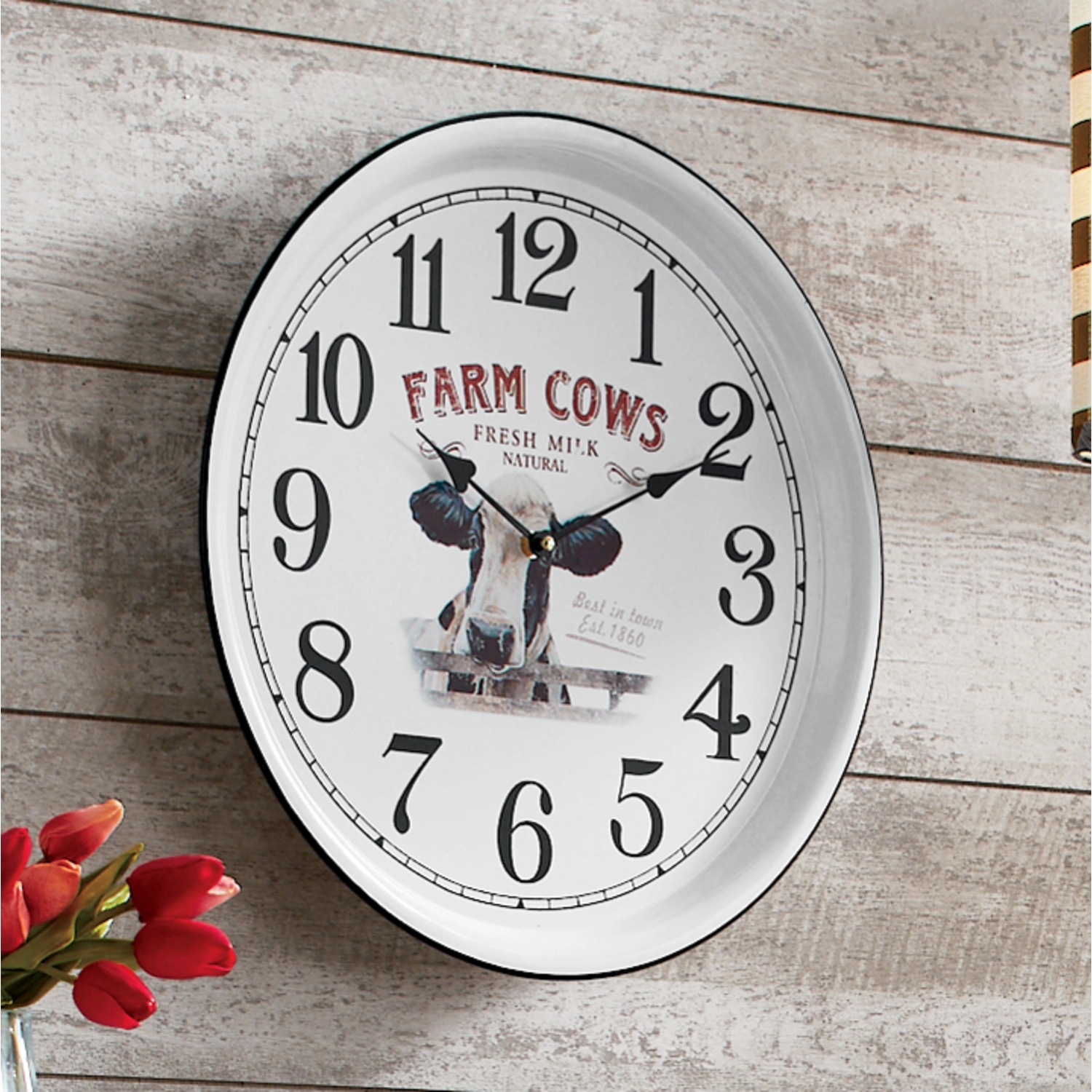 Farm Cows Enamel Plate Wall Clock | Country Door