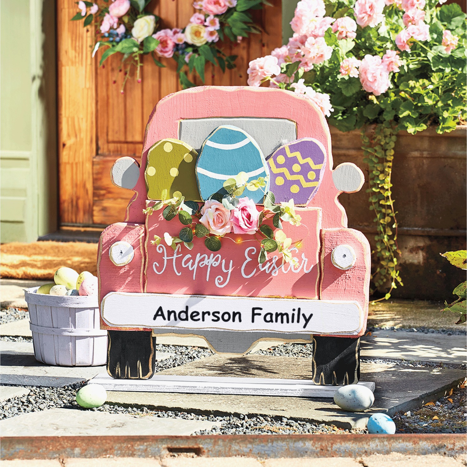 Chunky Wood Lit Spring Truck Wall Hanger | Country Door