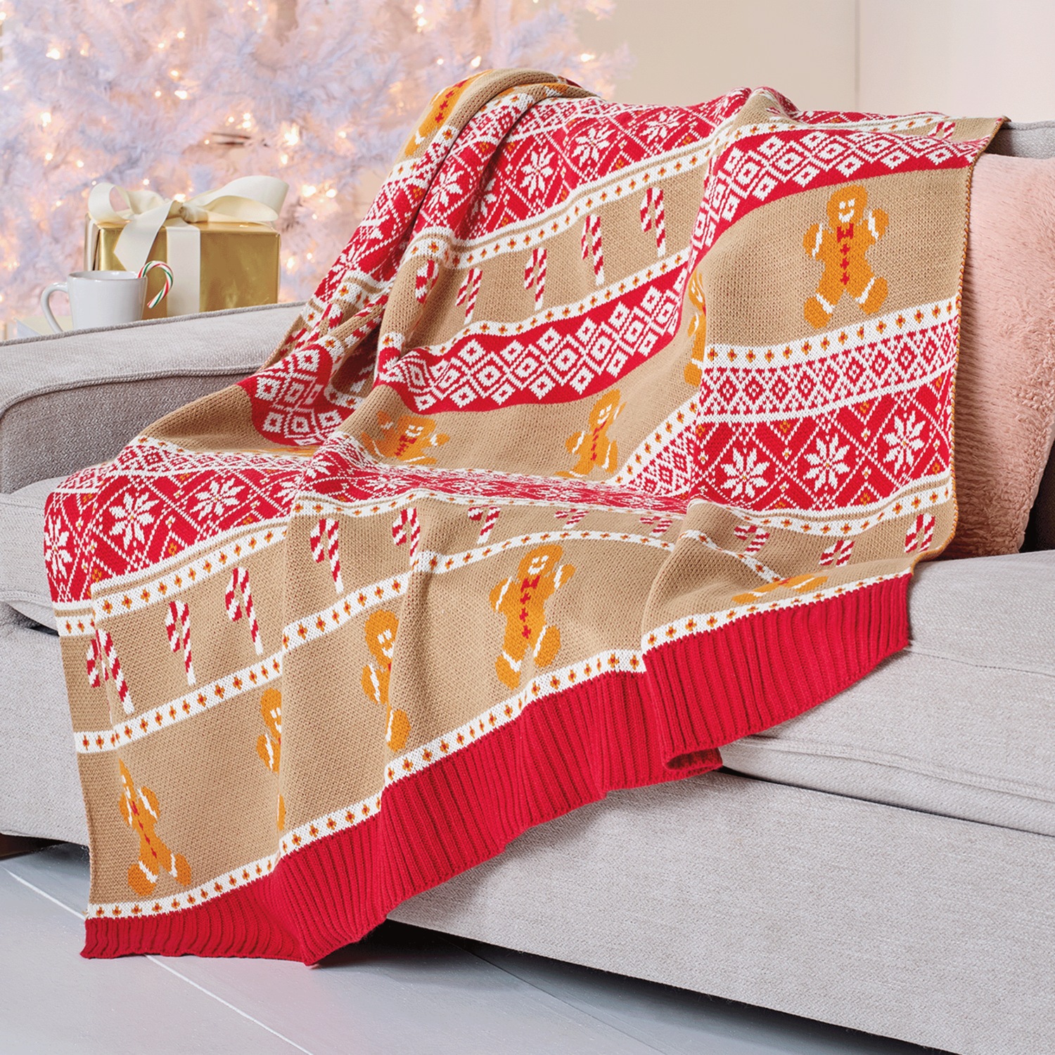 Gingerbread Knit Jacquard Throw | Country Door