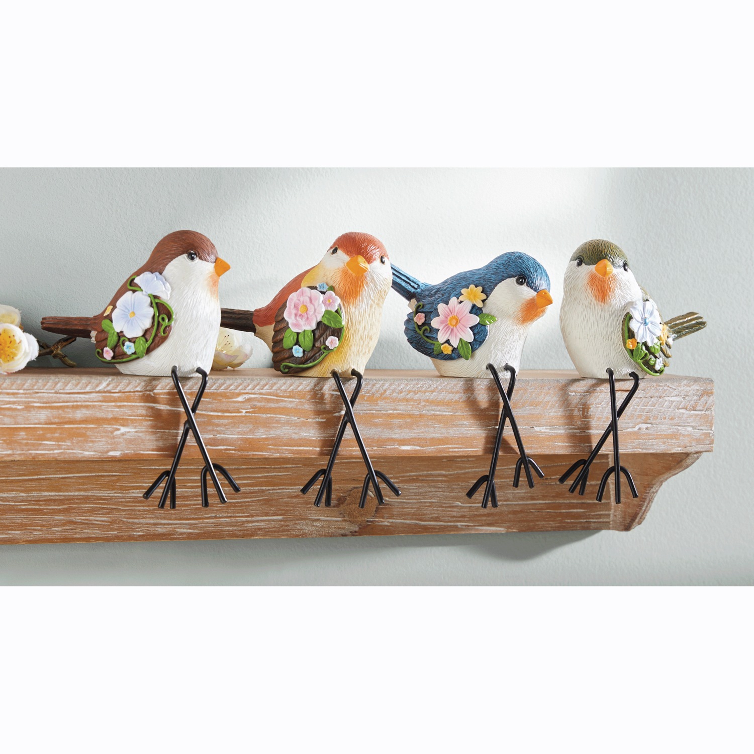 Set of 4 Spring Birds Shelf Sitters | Country Door